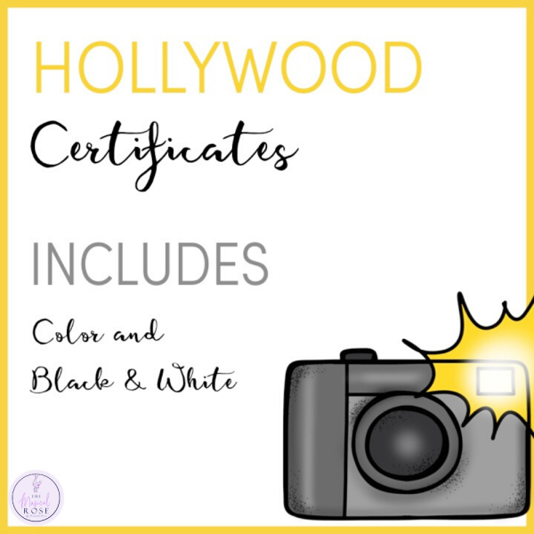 Hollywood Themed Certificates - The Musical Rose